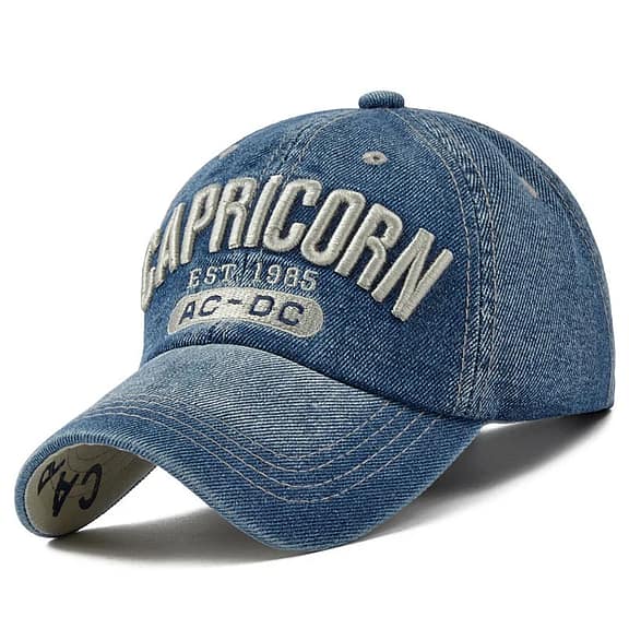 No 1 USA CAPRICORN Baseball Cap Denim Embroidery Premium Hat - Cap Castle