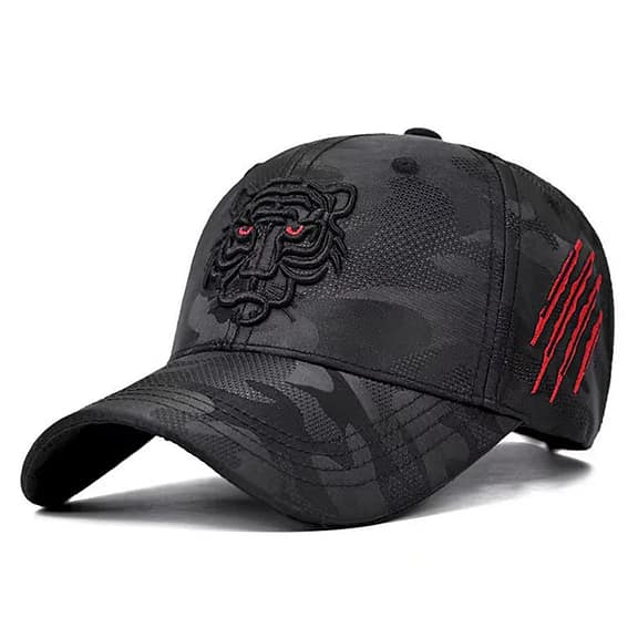 Tiger Head Hat Camouflage Adjustable Casual Embroidery Cap - Cap Castle