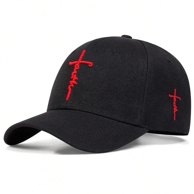 Faith Cross Embroidered Cotton Baseball Cap - Cap Castle